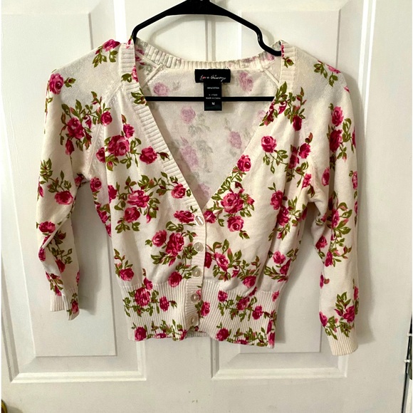 Love Always | Sweaters | Roses Crop Cardigan 0 Cotton | Poshmark
